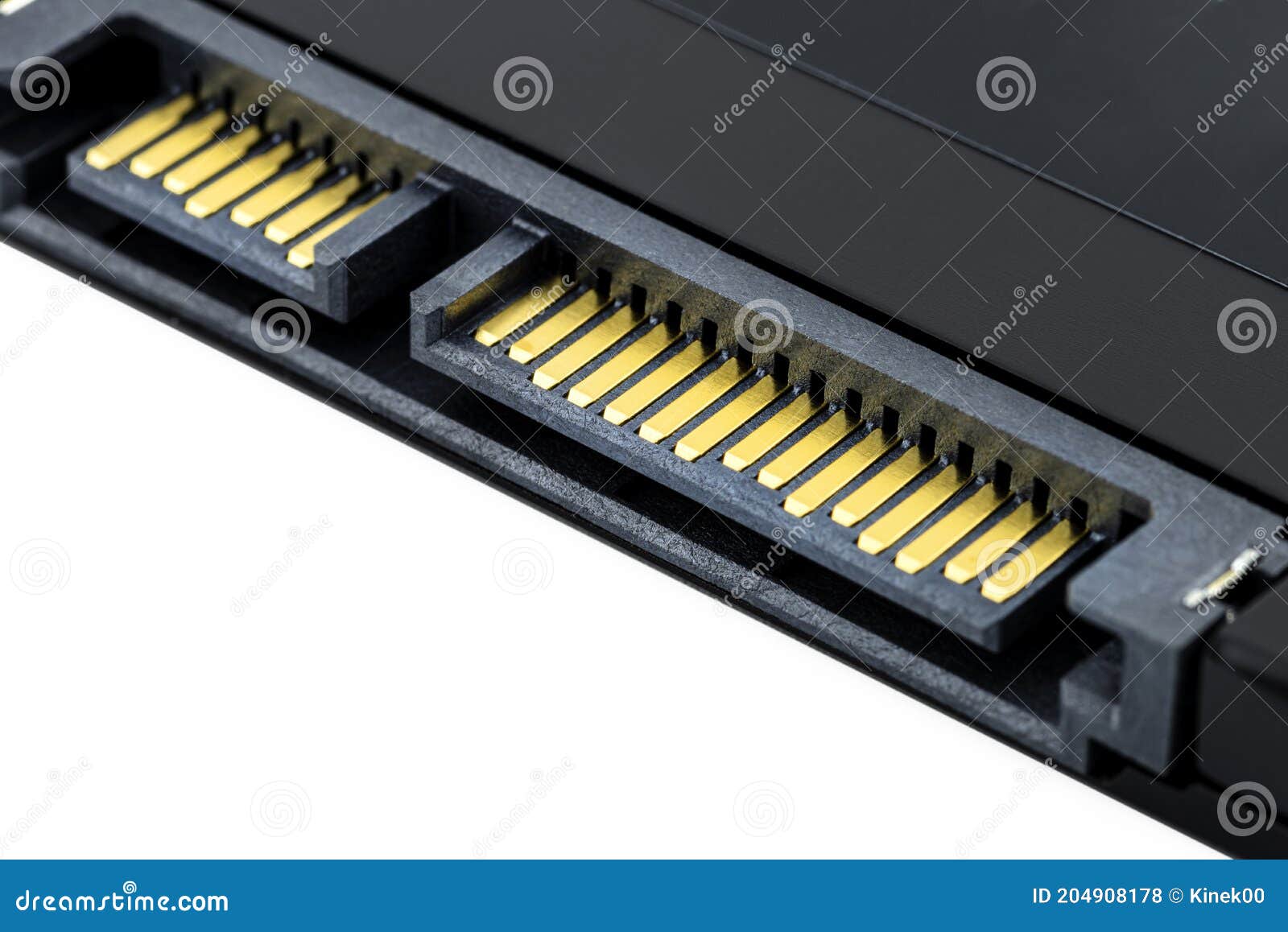 Macro Shots of the SATA Connector and the Power Connector on the Solid ...