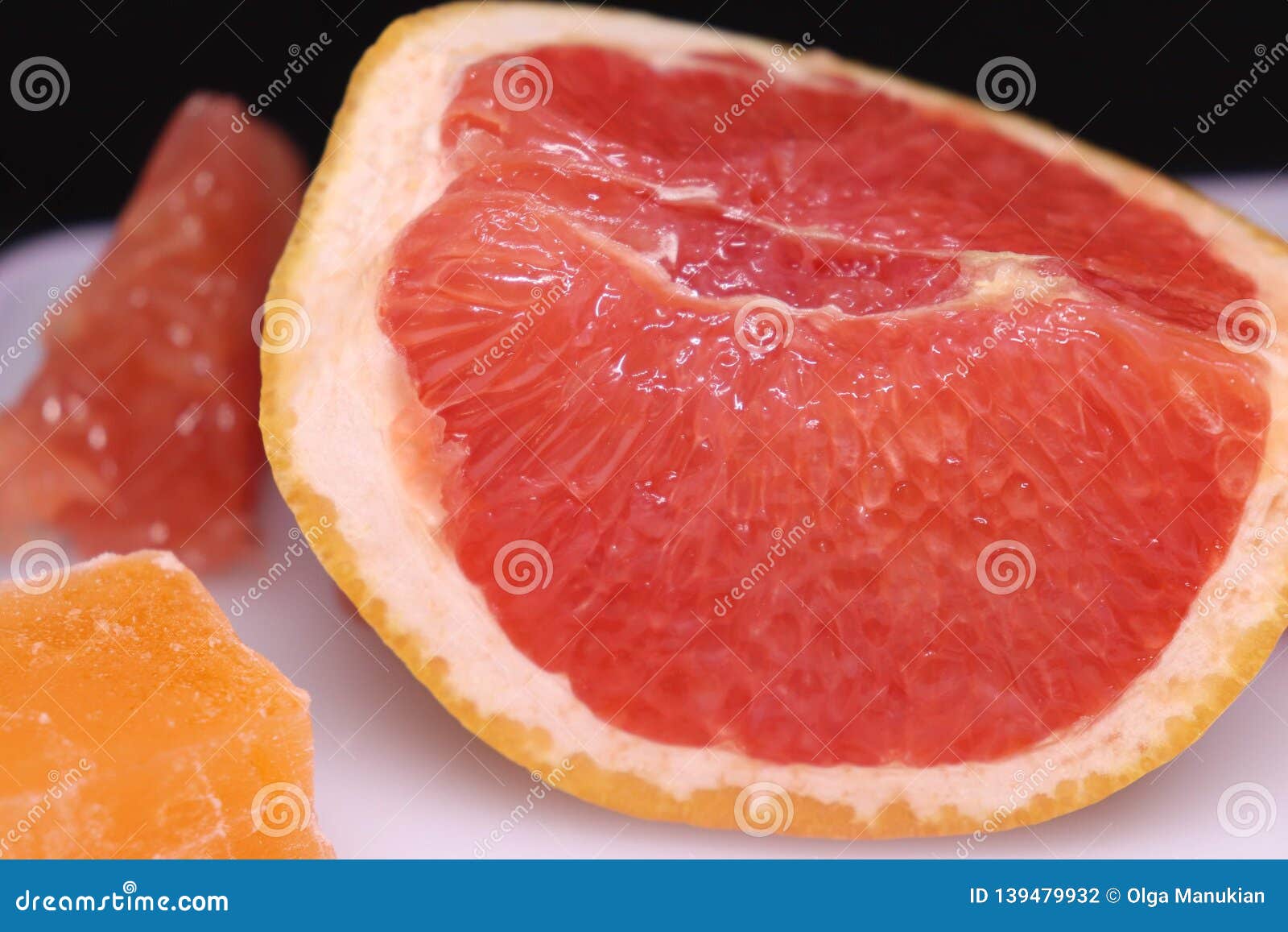 Grapefruit Closeup One Slice Abstract Background in Beautiful Color ...