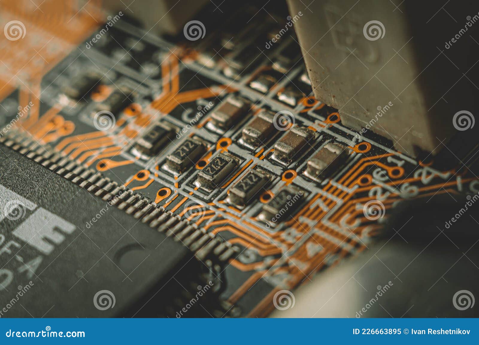 Macro Snapshot of an Old Pcb Computer. Letters and Numbers Stock Image ...