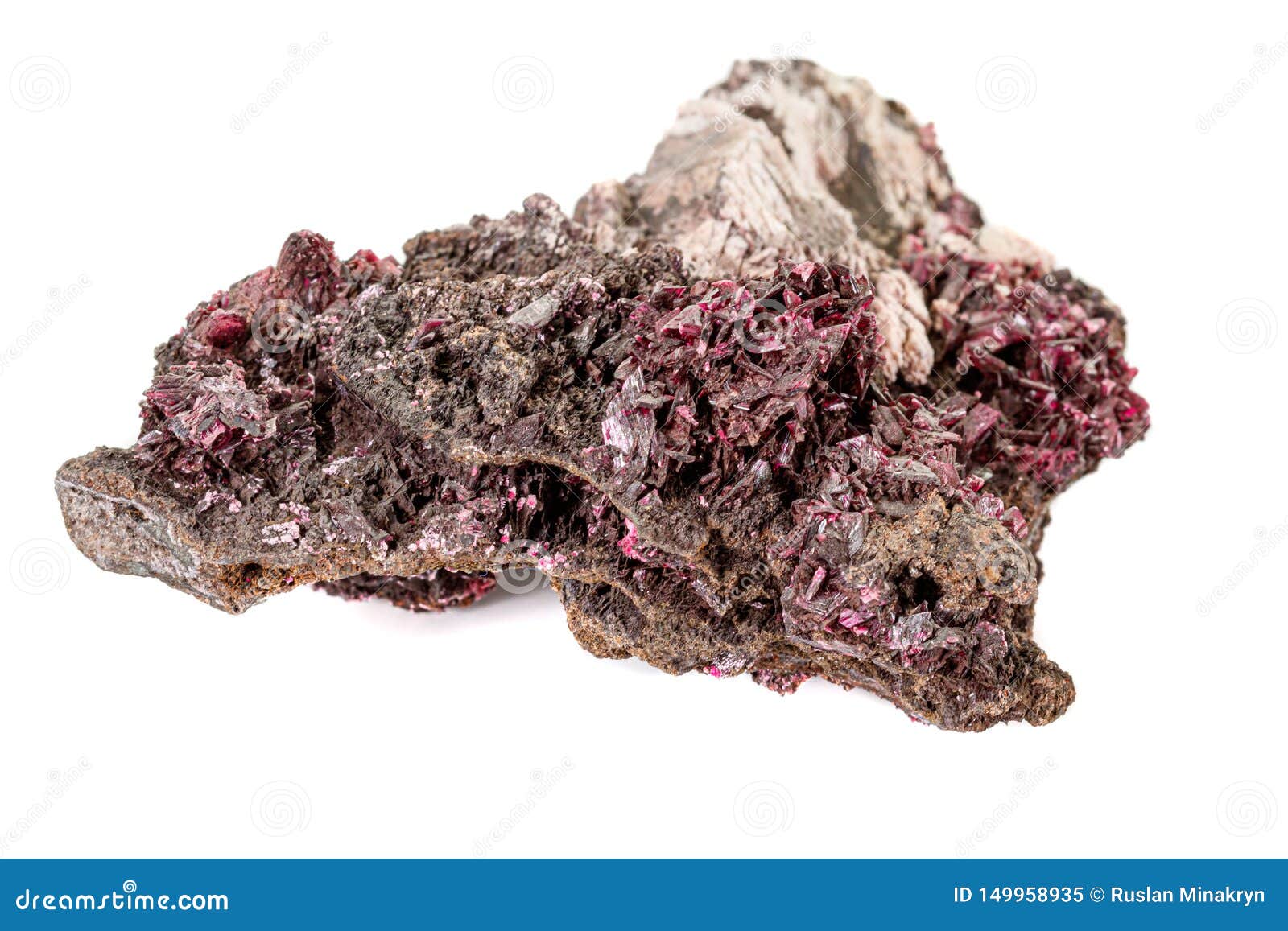 Macro Stone Erythrite Mineral on White Background Stock Image - Image ...