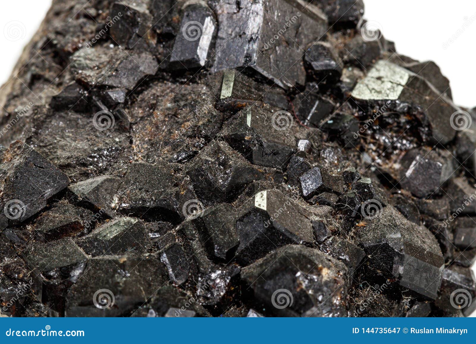 Macro Stone Mineral Melanite on a White Background Stock Image - Image ...