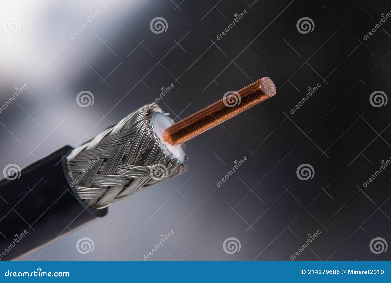 Macro of Stripped High Frequency Coaxial Cable Stock Photo - Image of ...