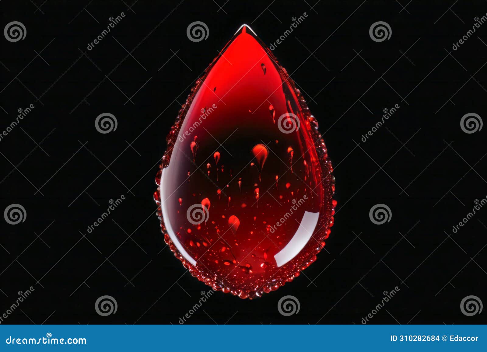 Macro Studio Shot of One Single Drop of Blood Falling Isolated on a ...
