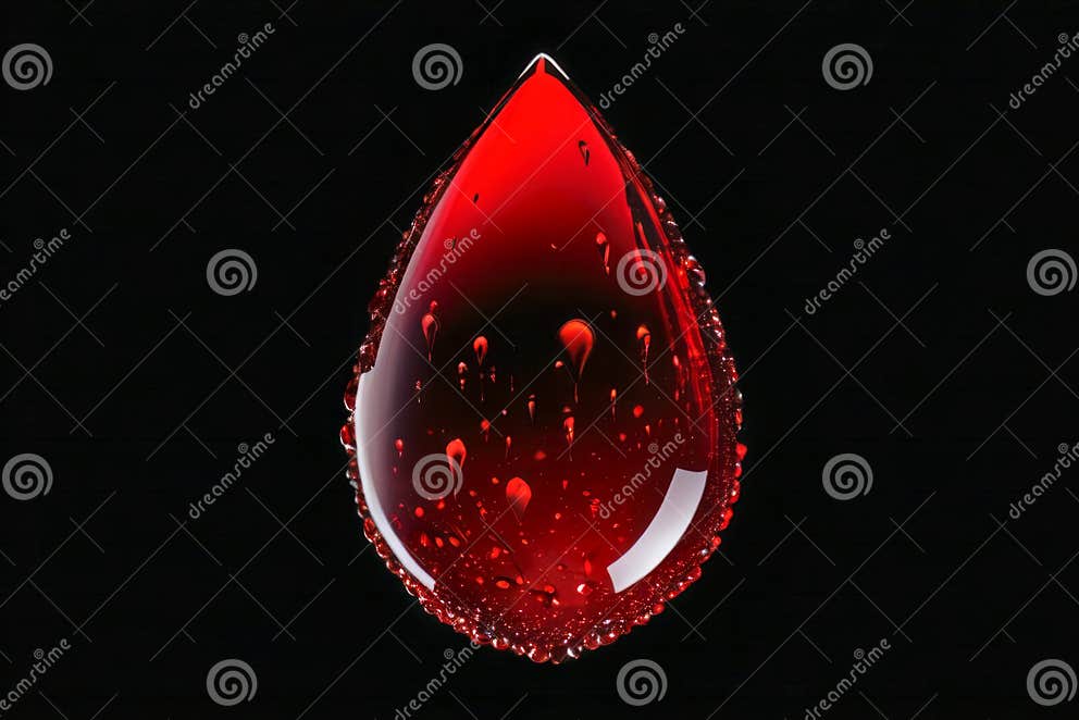 Macro Studio Shot of One Single Drop of Blood Falling Isolated on a ...