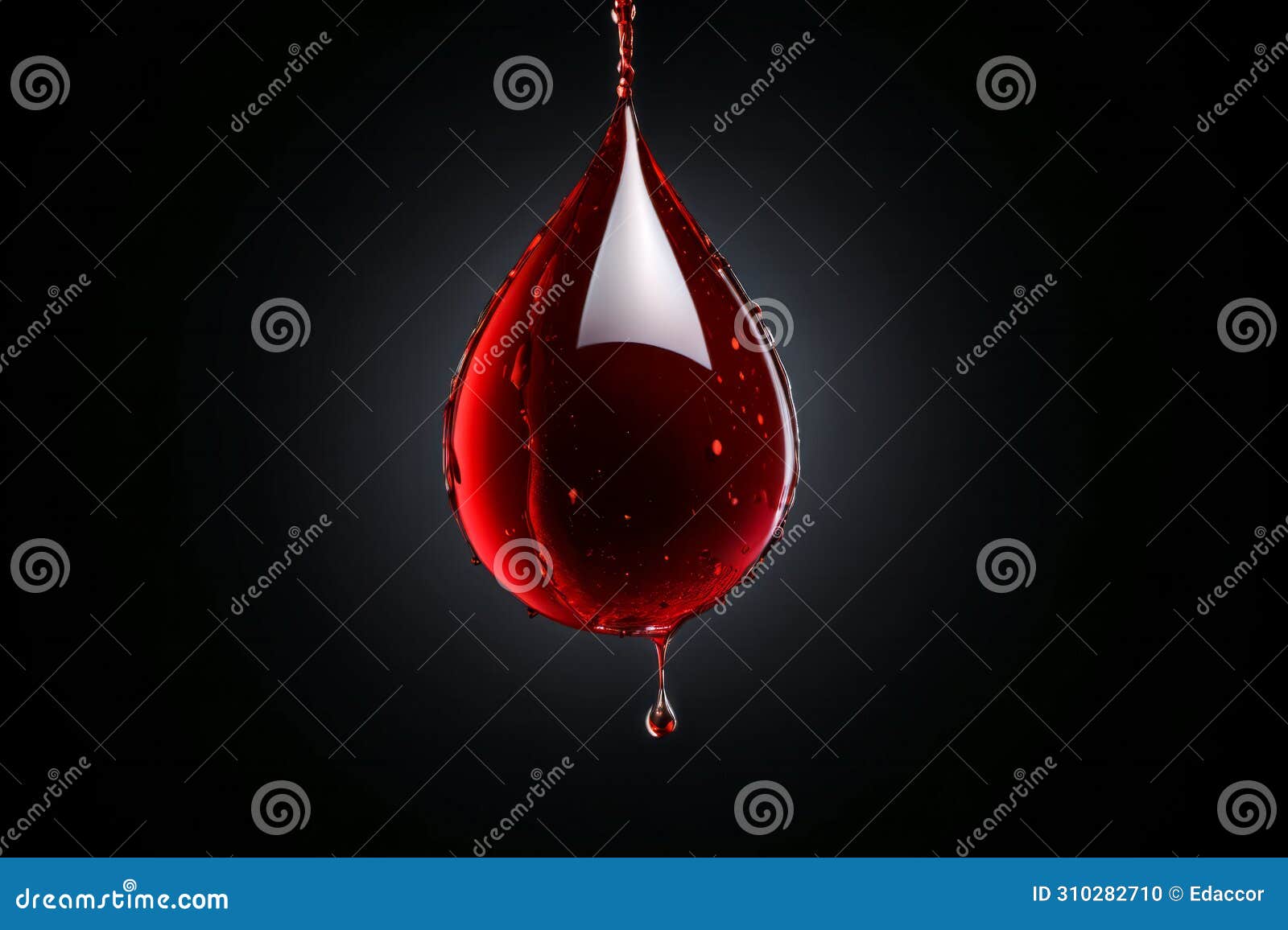 Macro Studio Shot of One Single Drop of Blood Falling Isolated on a ...