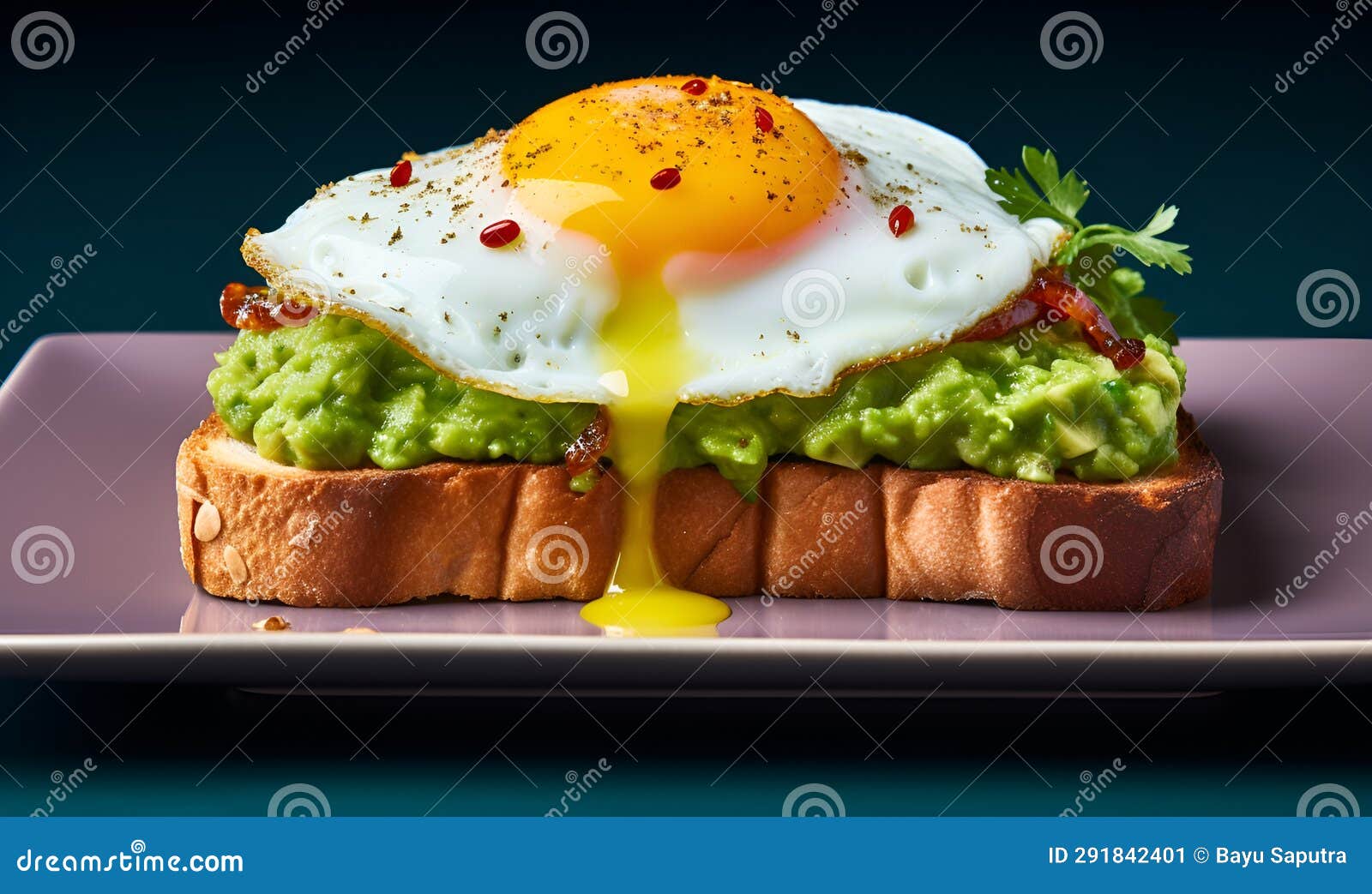 Macro Sunny Side Up Egg Sandwich, Ai Generative Stock Illustration ...