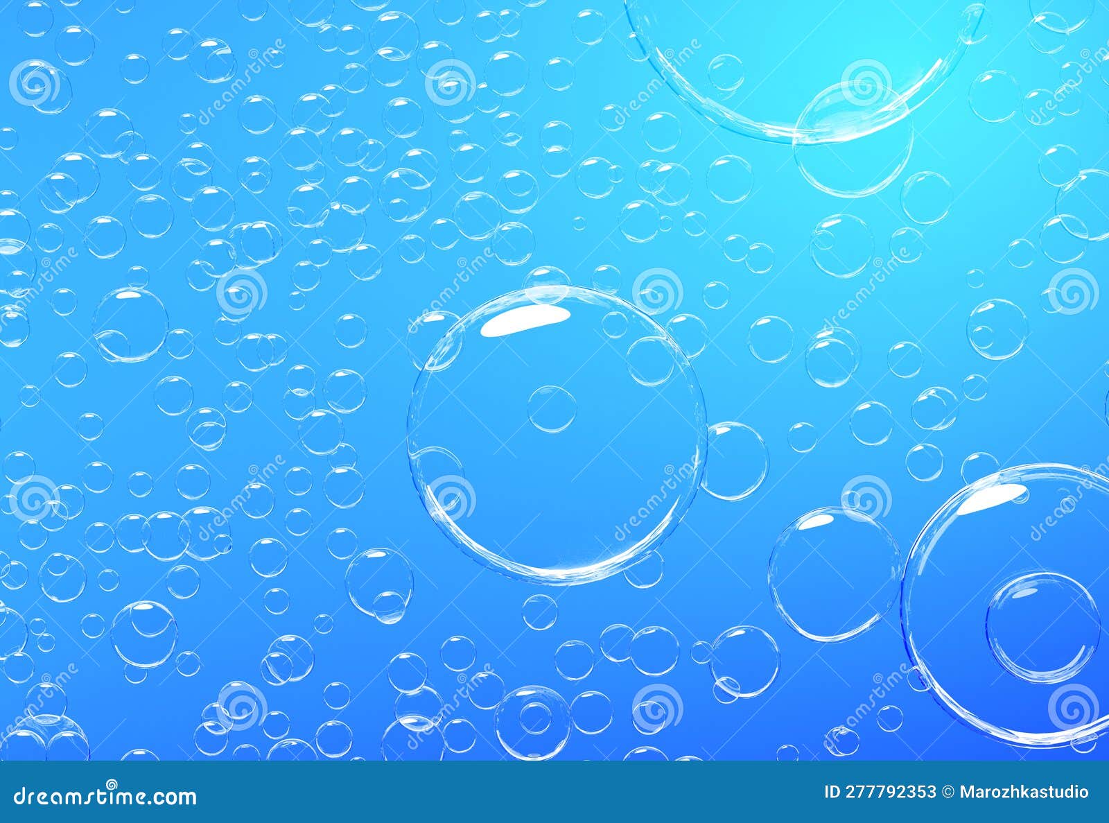 Macro Surface of Water with Bubbles or Drops on Blue Aqua Background ...