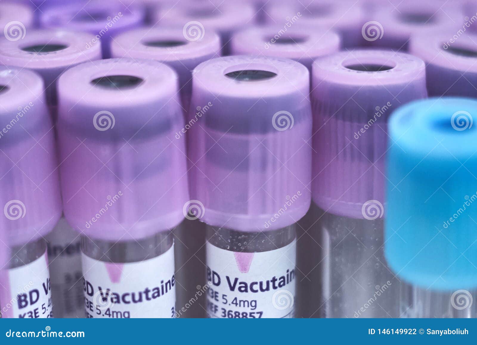 Macro of Test Tubes with Purple Top, Against a Gradient of White ...