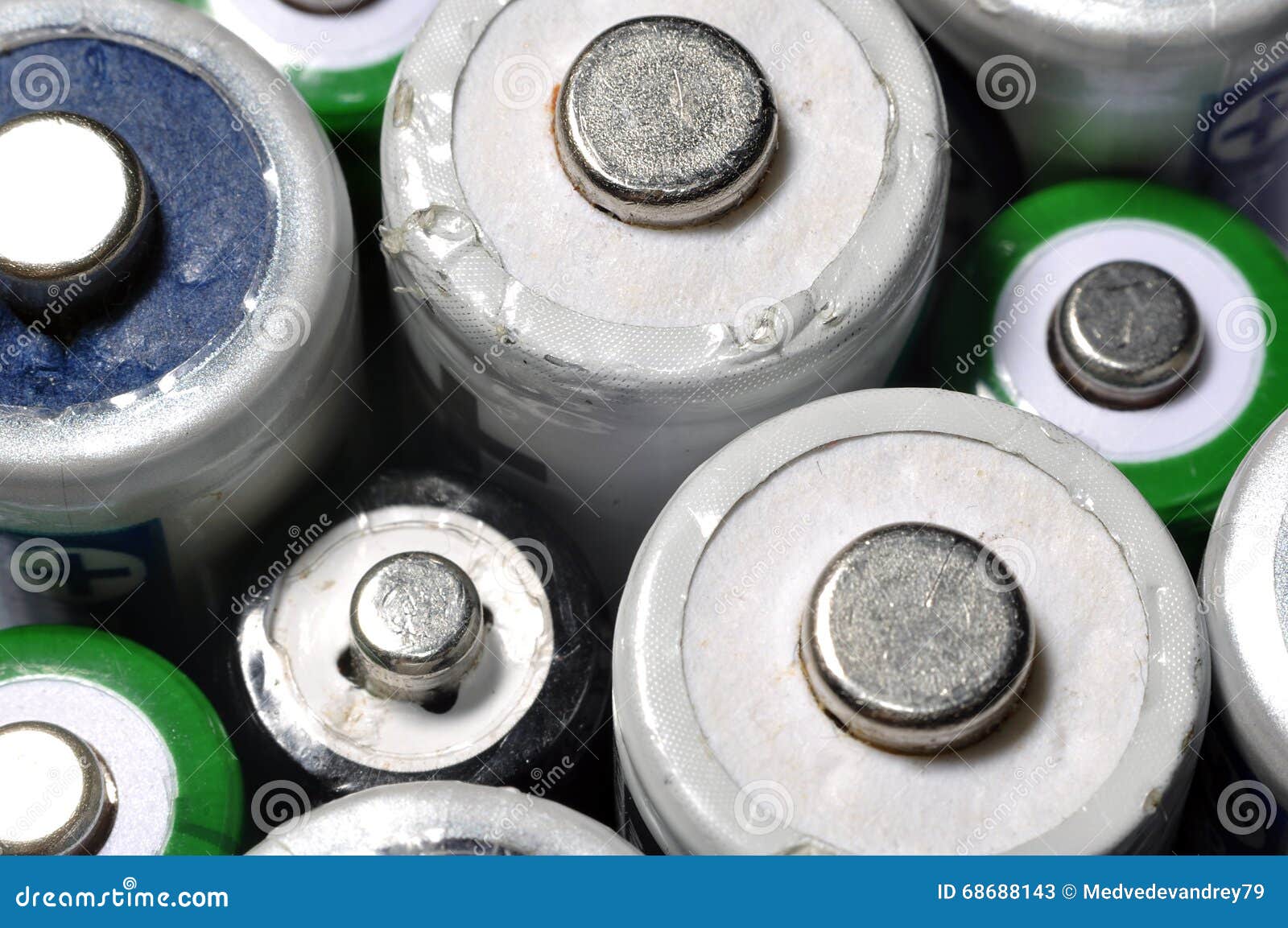 Macro Texture Background Different Types of Old Used Batteries R Stock ...