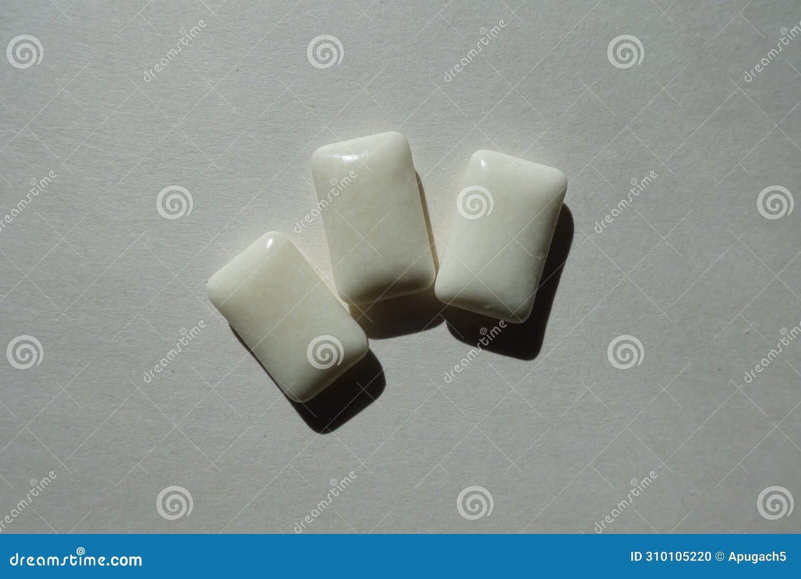 Macro of Three White Pieces of Chewing Gum Stock Photo - Image of ...