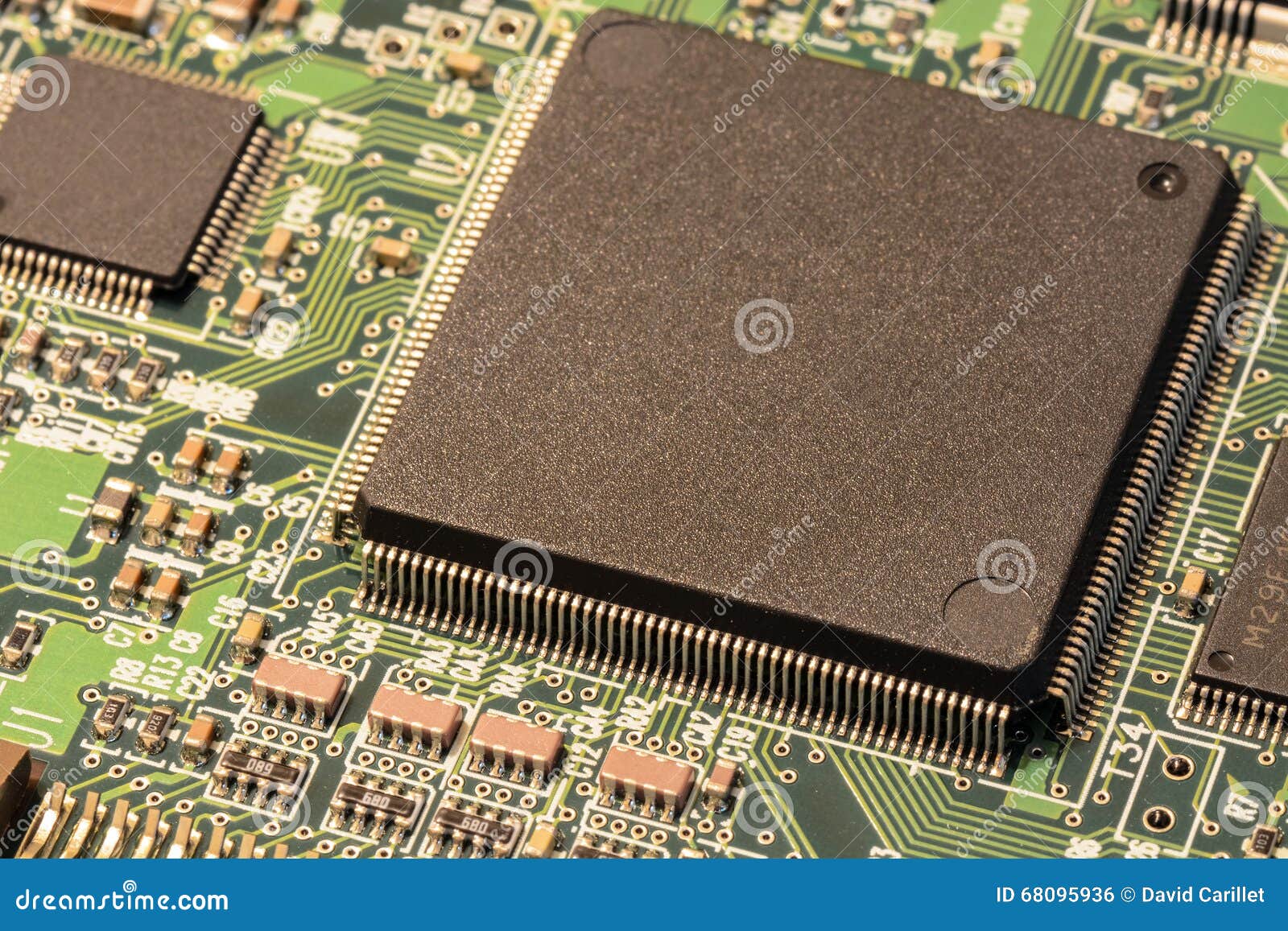 Macro of a Tiny but Powerful Microchip Mounted on a Circuit Board Stock ...