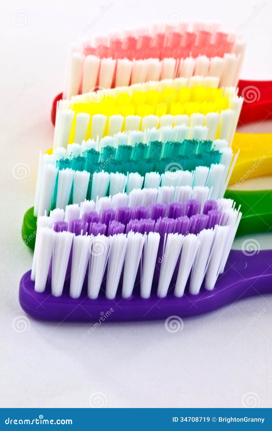 Macro of Bright Colorful Toothbrushes Stock Image - Image of dental ...