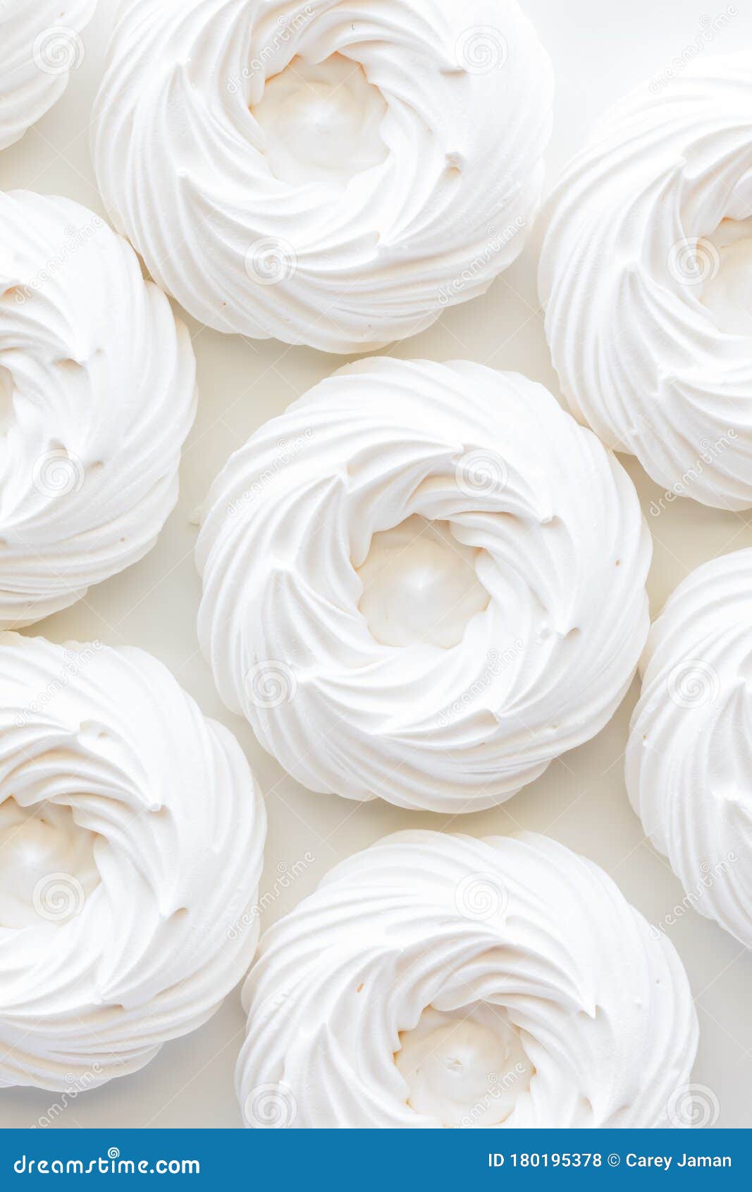 A Macro Top Down View of Several Bright White Meringues. Stock Photo ...