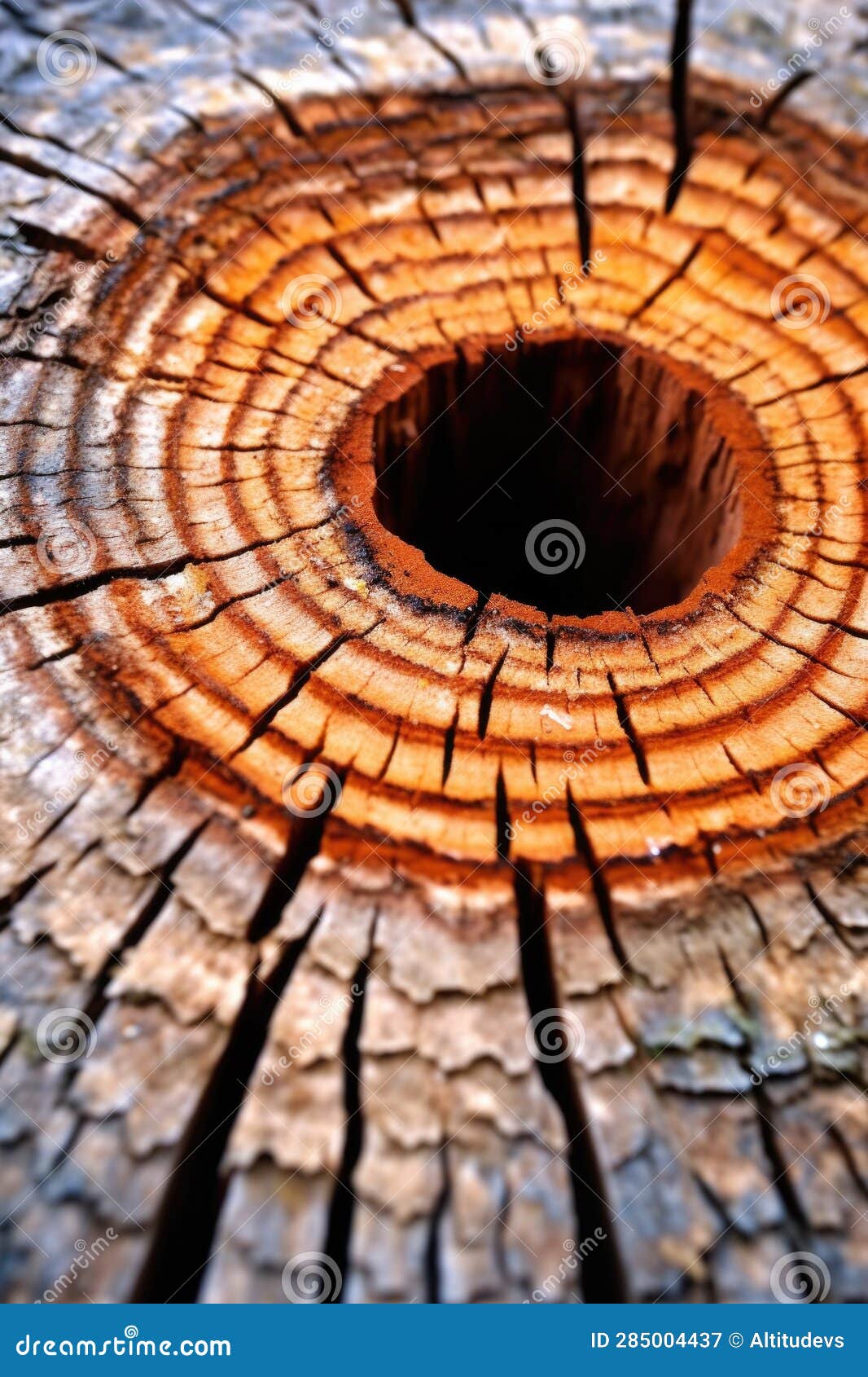 Macro of Tree Rings and Cracks in a Tree Stump Stock Illustration ...