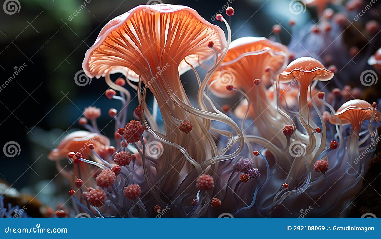 Macro Underwater Illustration of Multi Colored Organic Microorganisms ...