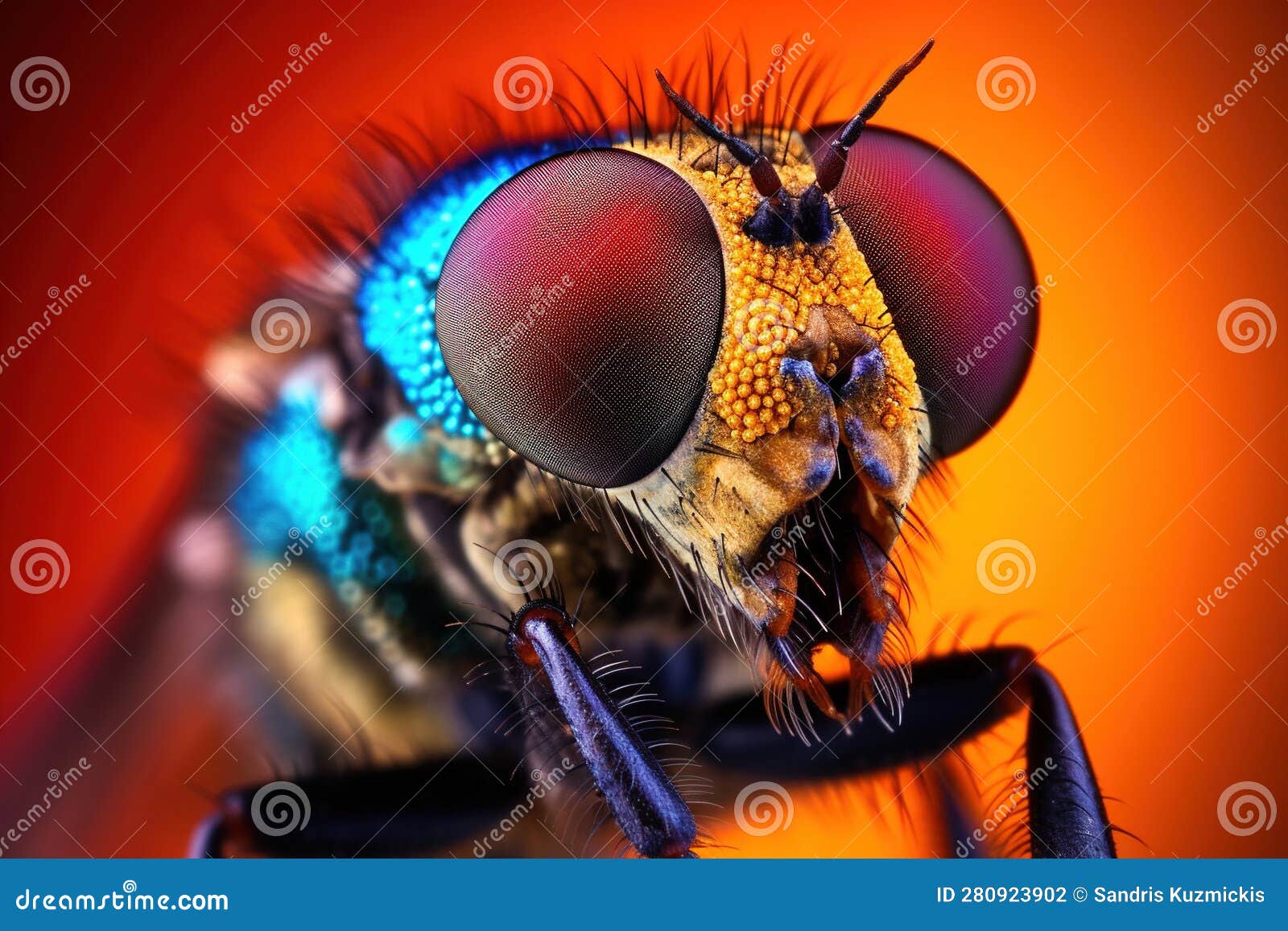 A Macro of a Very Colorful Fly. Generative AI Stock Illustration ...