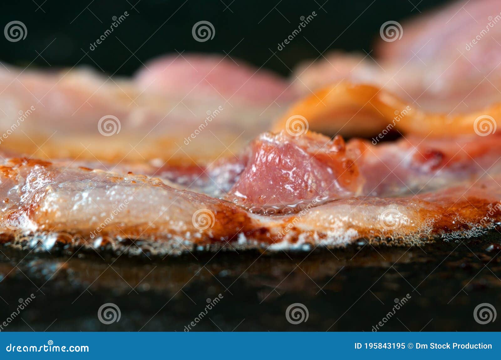 Macro view of bacon slice stock image. Image of crispy - 195843195