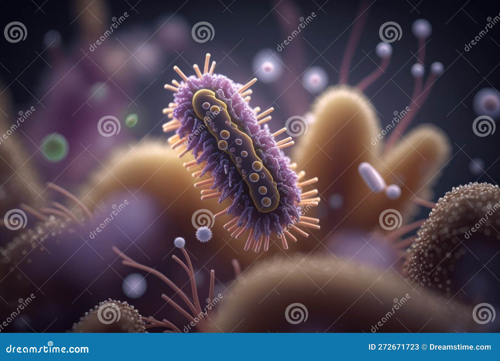 Macro View of Bacteria. Beautiful Colorful Picture Stock Illustration ...