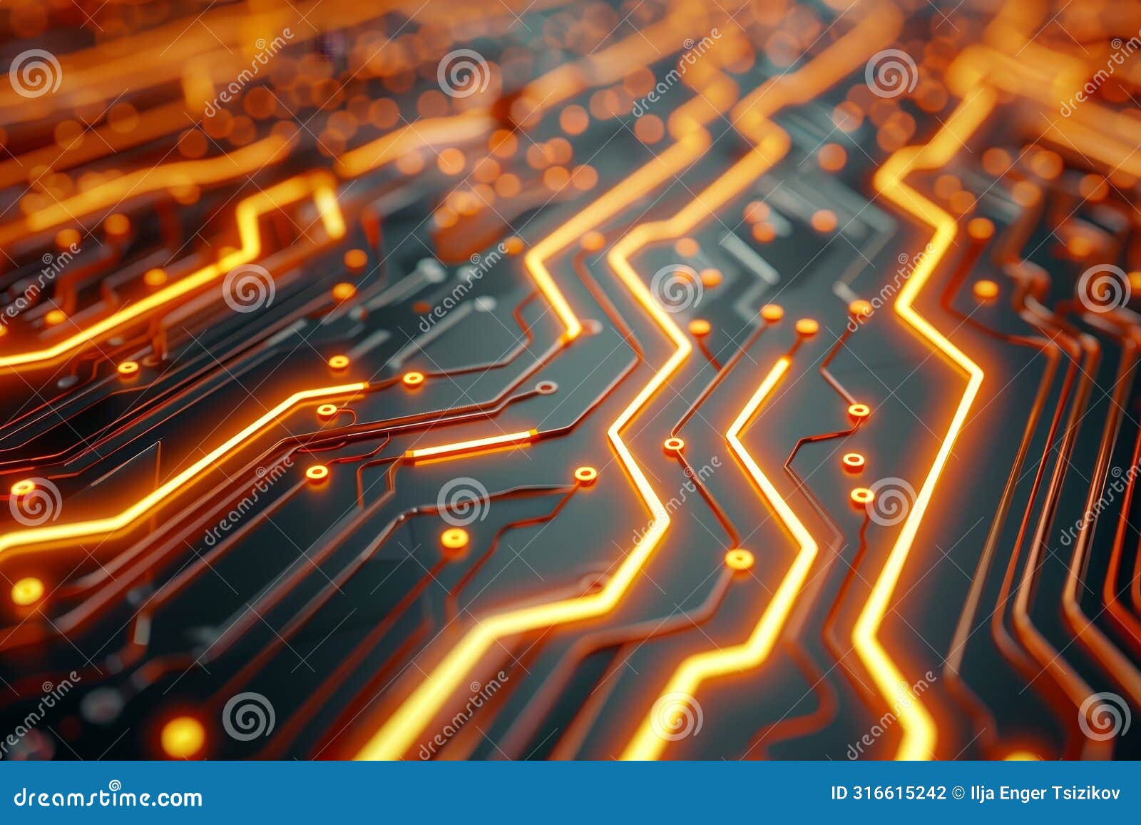 Macro View of Black Pcb with Gold Connectors, Illustrating Advanced ...