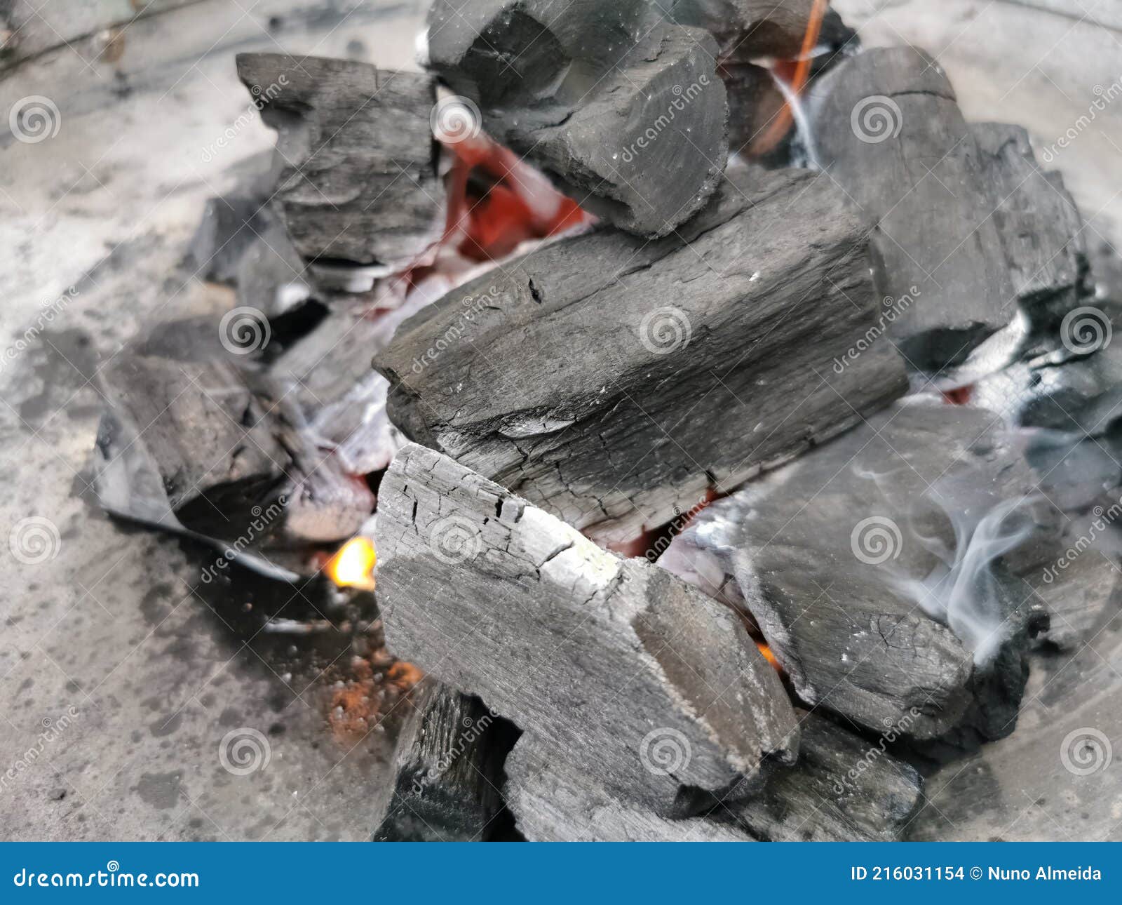 Macro View of Burning Coal Embers Bonfire, Detail of Coal Texture Stock ...