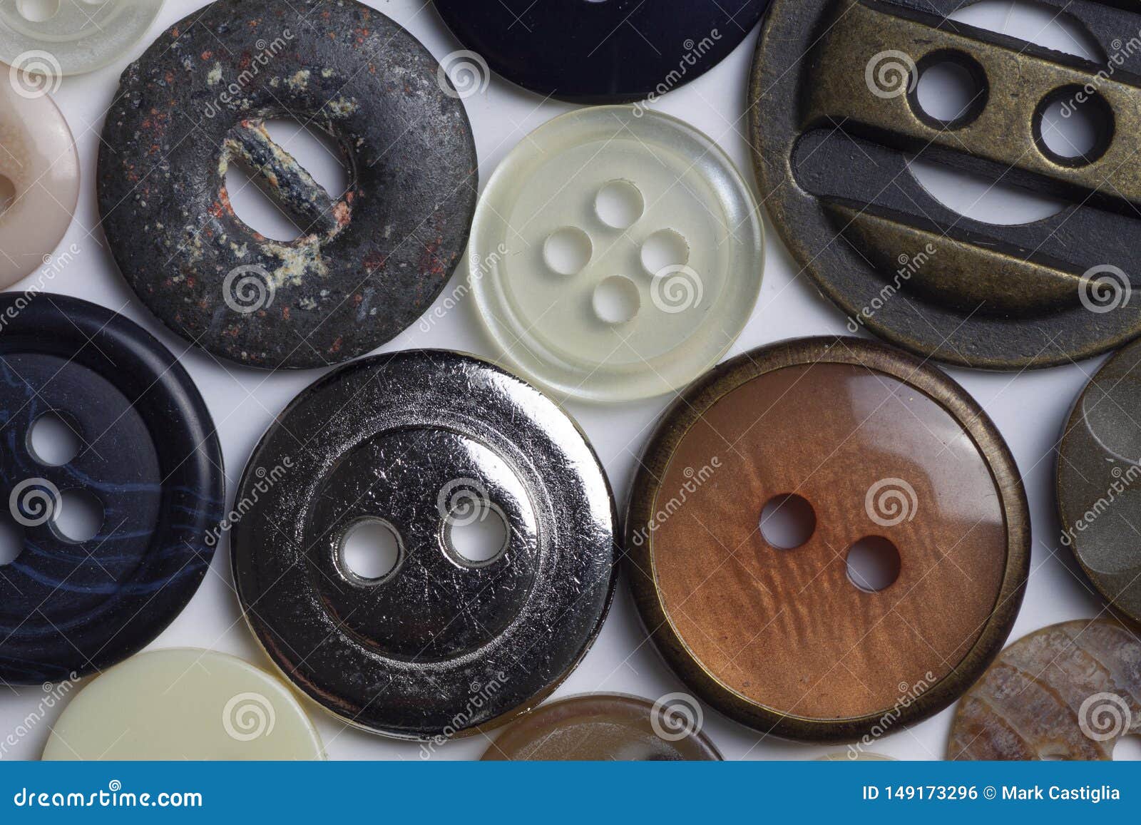 Macro View of Buttons and Fasteners with Assorted Colors and Textures ...