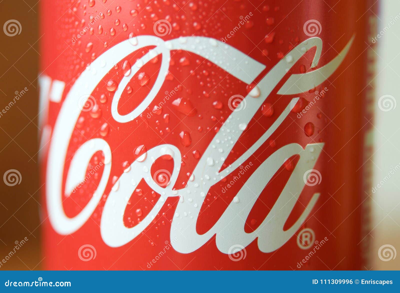 Coca cola cans with drops editorial photo. Image of white - 111309996