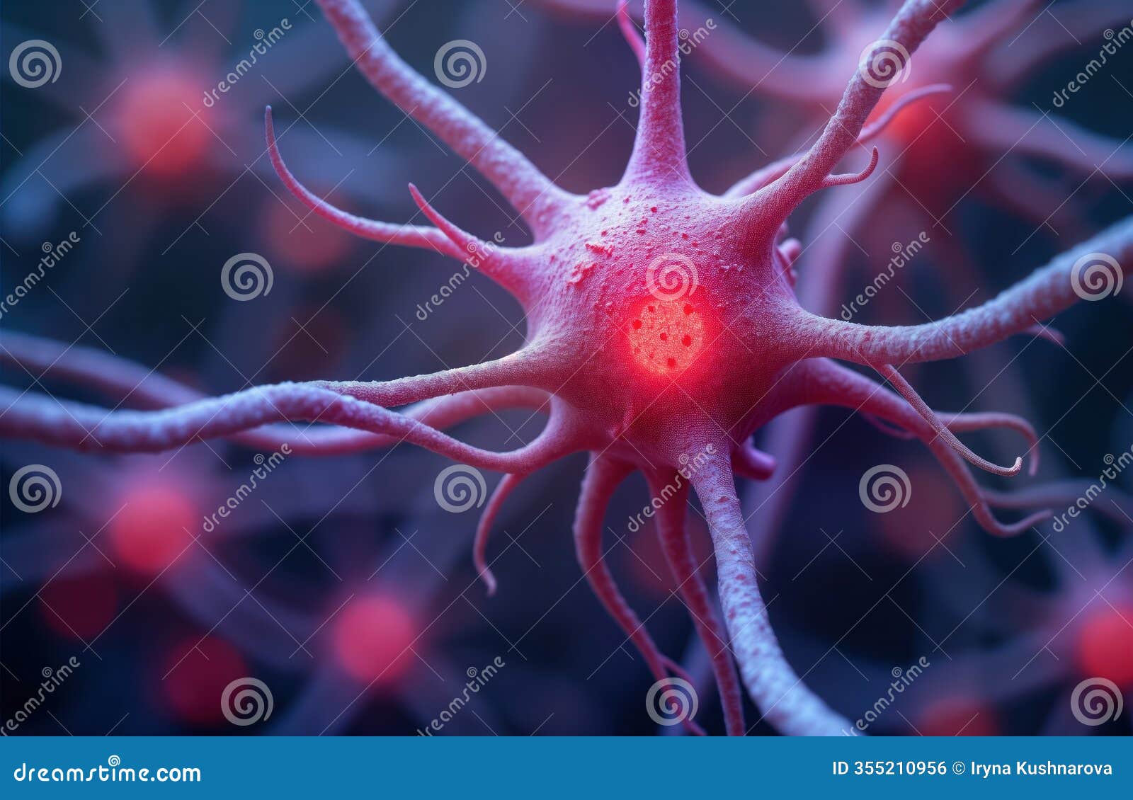 Macro View of Complex Neuron Structure Inside Human Brain. Nerve Cell ...