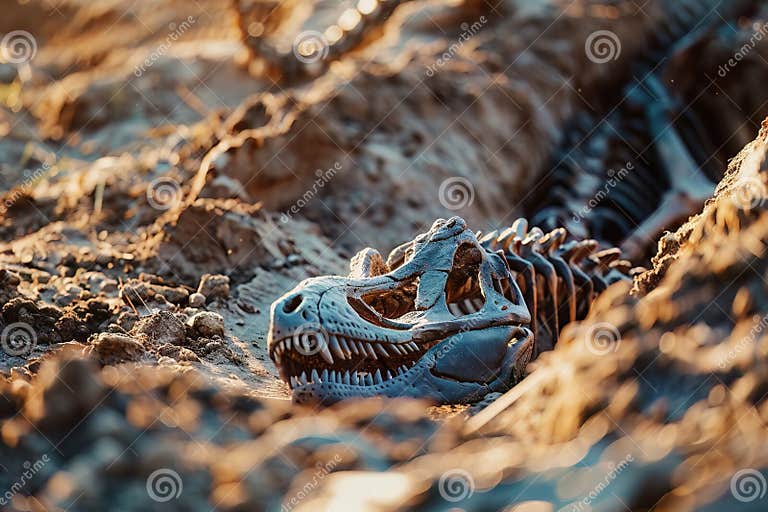 Macro View of a Dinosaur Fossil Excavation Site Highlighting the ... Macro View of a Dinosaur Fossil Excavation Site Highlighting the ...