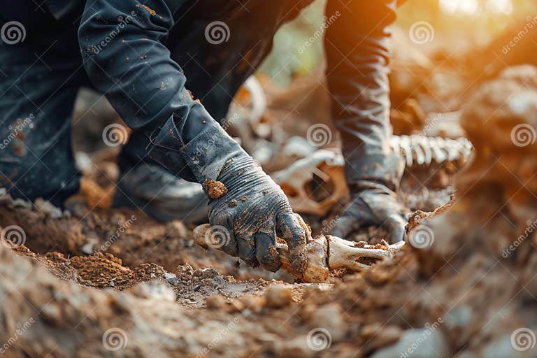 Macro View of a Dinosaur Fossil Excavation Site Highlighting the ... Macro View of a Dinosaur Fossil Excavation Site Highlighting the ...