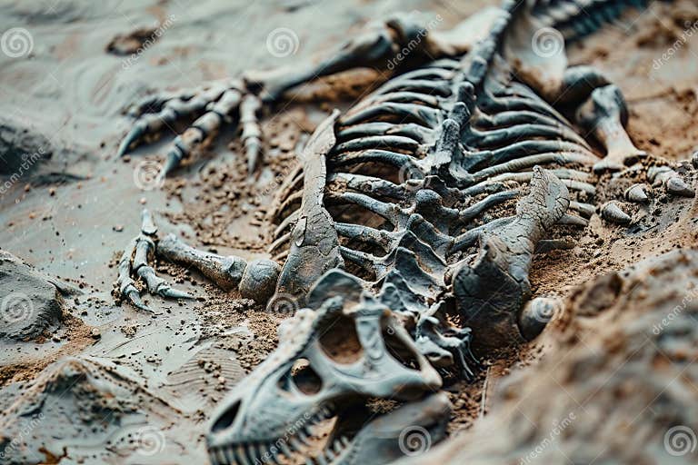 Macro View of a Dinosaur Fossil Excavation Site Highlighting the ... Macro View of a Dinosaur Fossil Excavation Site Highlighting the ...