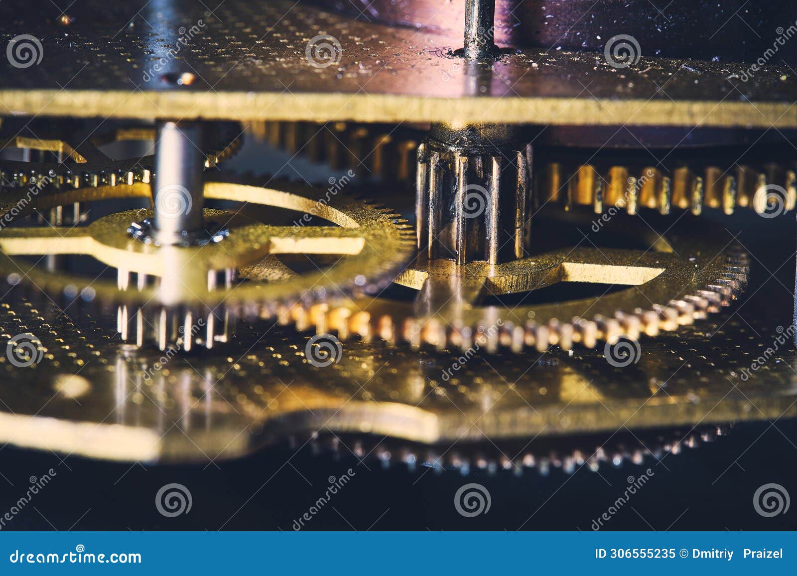 Macro View of Gears in an Old Wall Clock Mechanism. Stock Image - Image ...