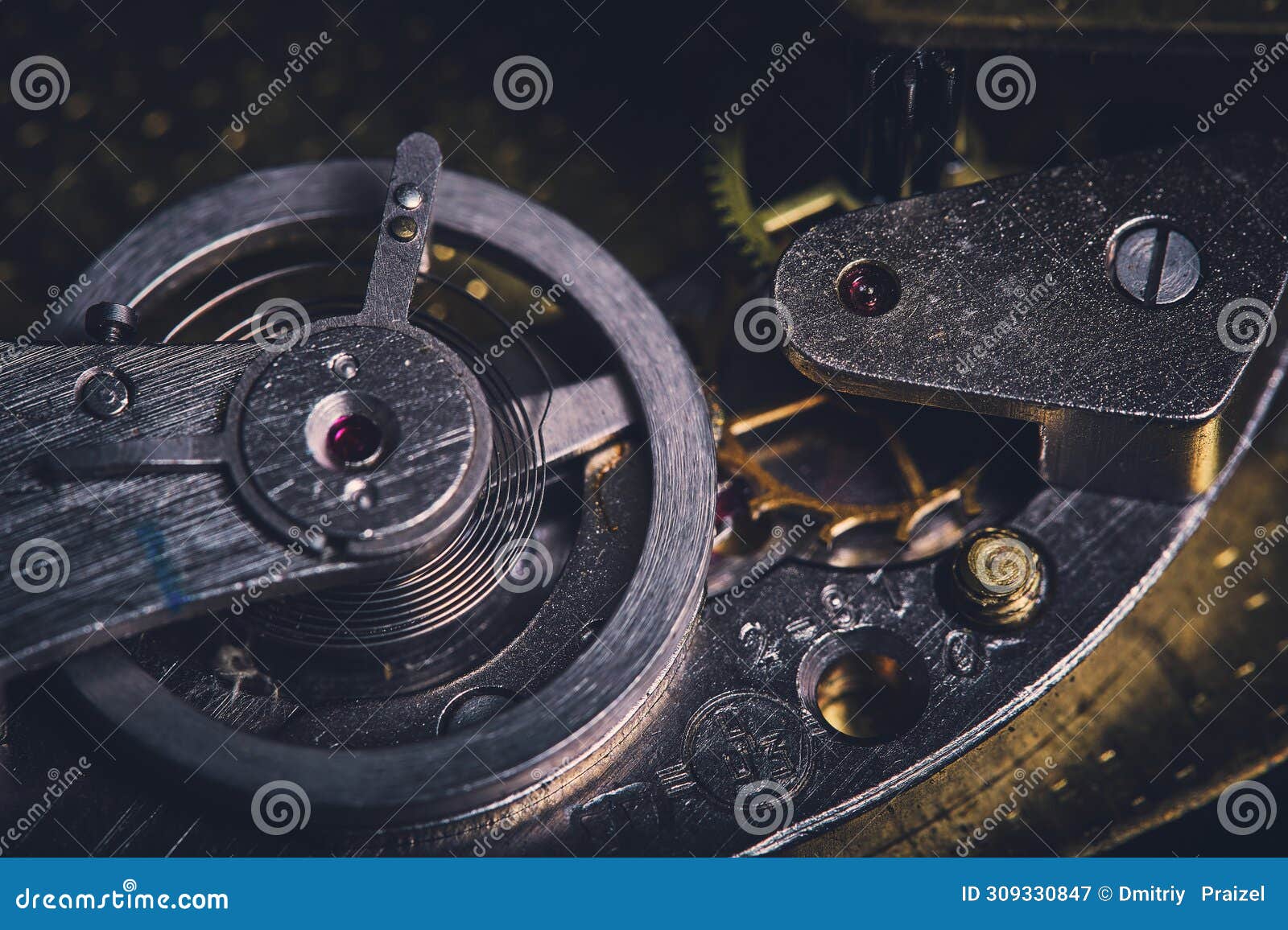Macro View of Gears in an Old Wall Clock Mechanism. Stock Image - Image ...