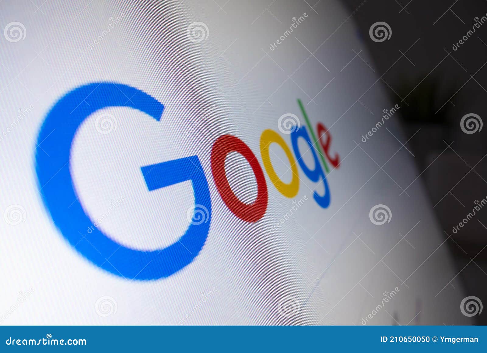 Macro View of Google Logo on a Computer Running Chrome Browser ...