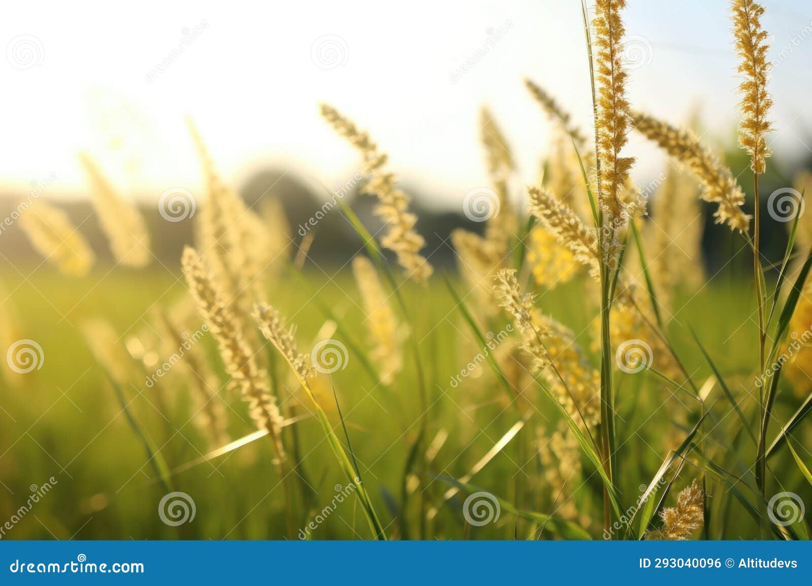 Macro View of Grasses Releasing Pollen in Field Stock Photo - Image of ...