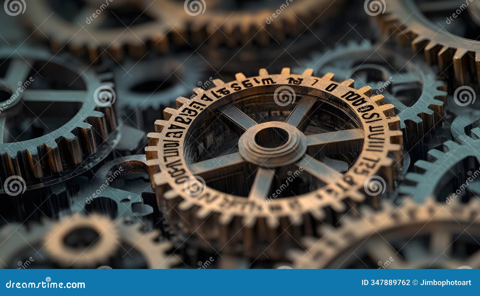 Macro View of Interconnected Gears Labeled Economic Policy Stock ...