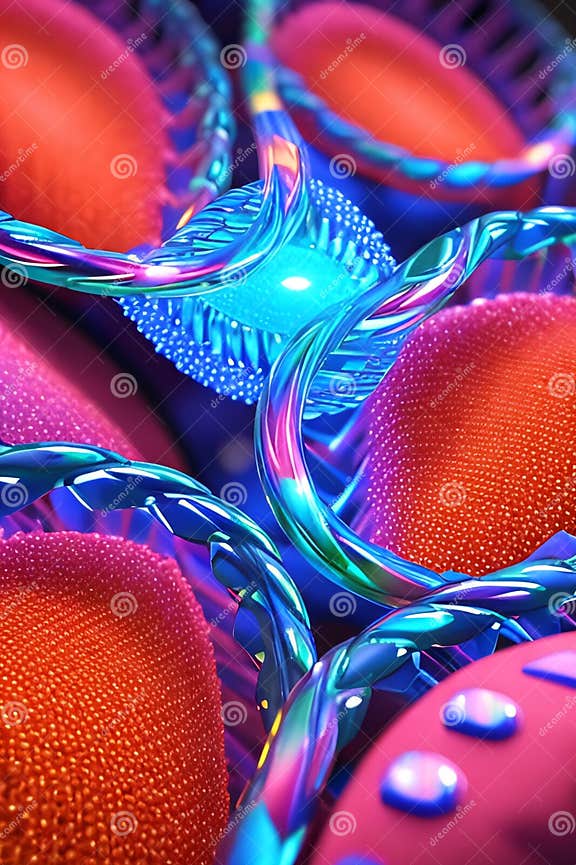 Detailed View of Microscopic Biology-themed Strains, Resembling Cell ...