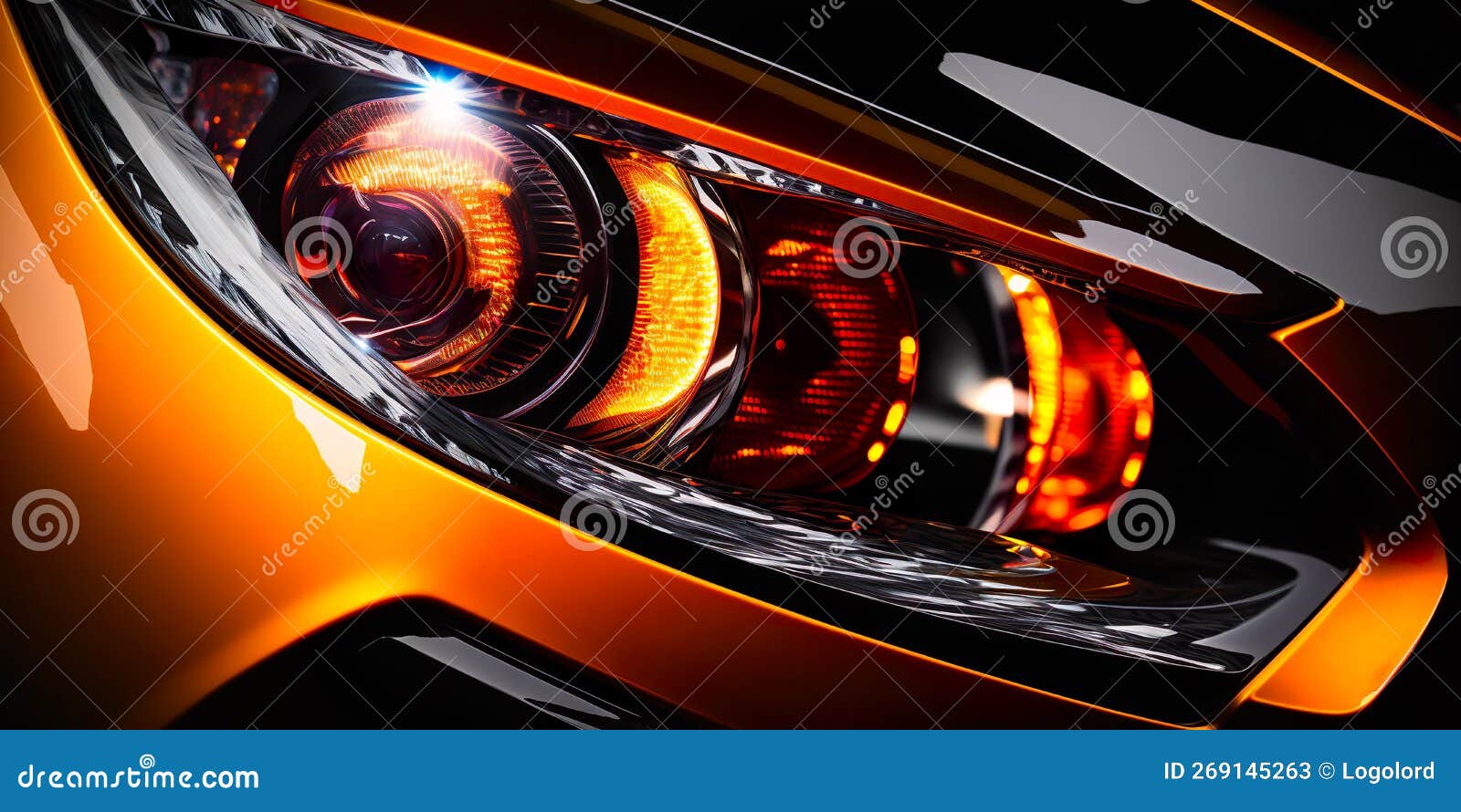 Macro View of Modern Car Xenon Lamp Headlight Stock Illustration ...