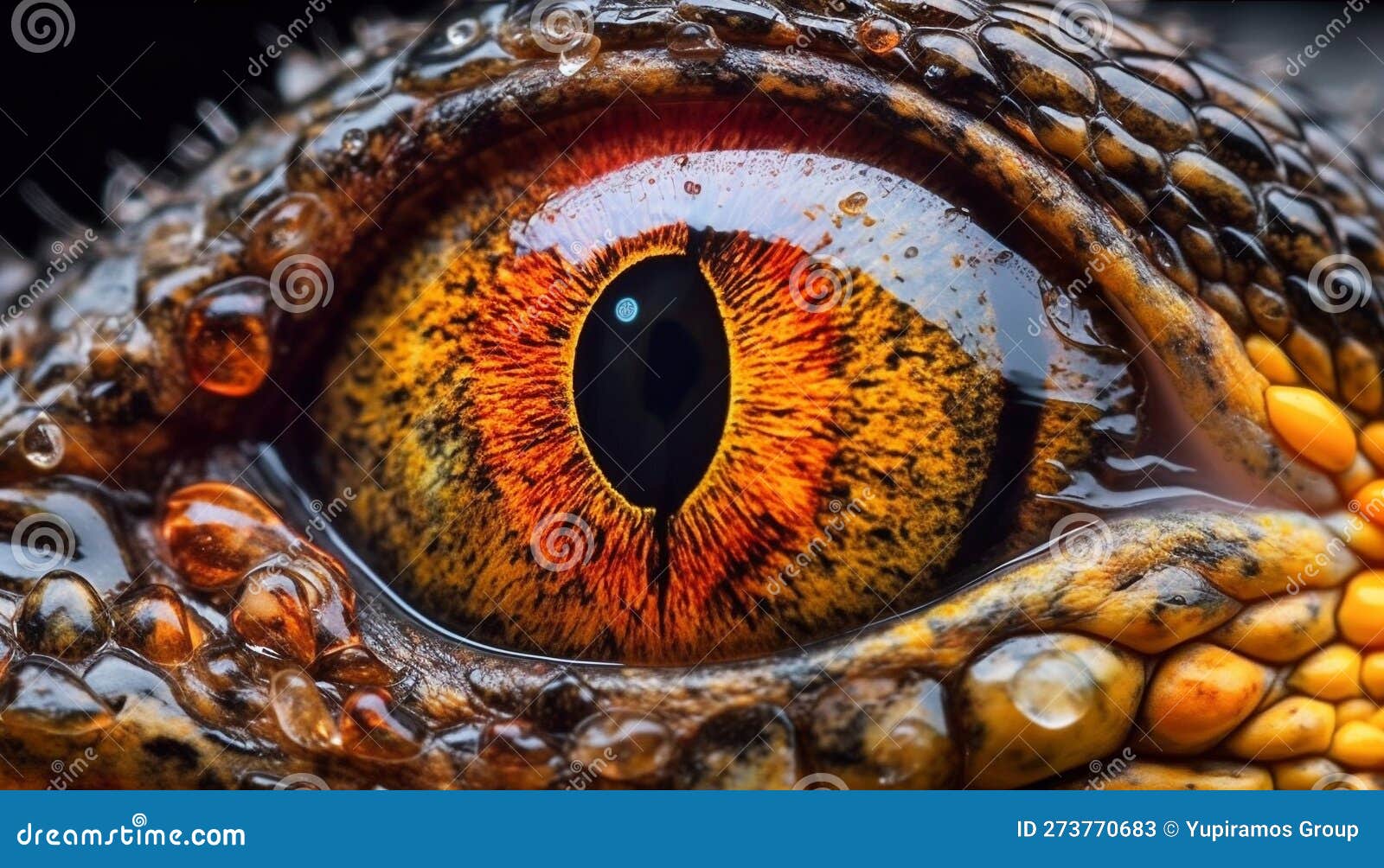 Macro View of Multi Colored Reptile Wet Iris Generated by AI Stock ...