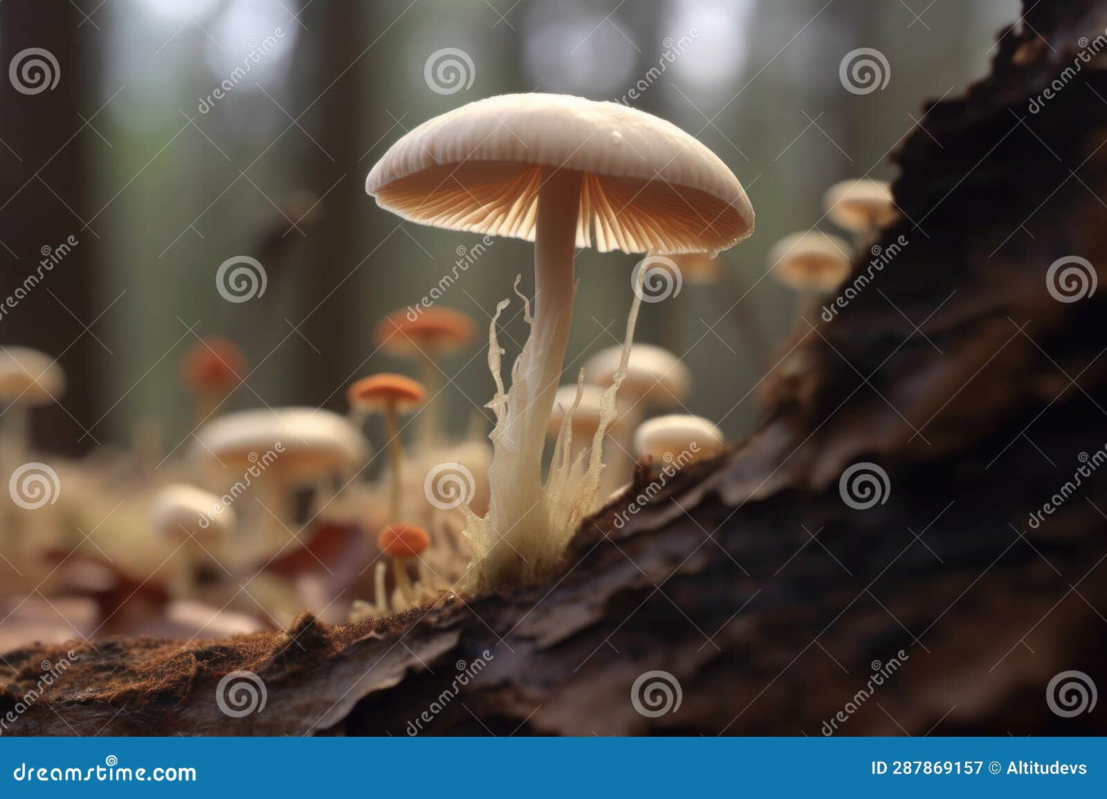 Macro View of Mushroom Cap Releasing Spores in the Wind Stock ...