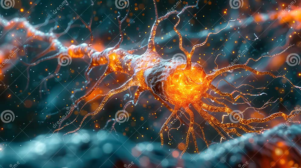 Macro View of Neuron Inside Brain Stock Illustration - Illustration of ...