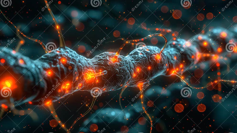 Macro View of Neuron Inside Brain Stock Illustration - Illustration of ...