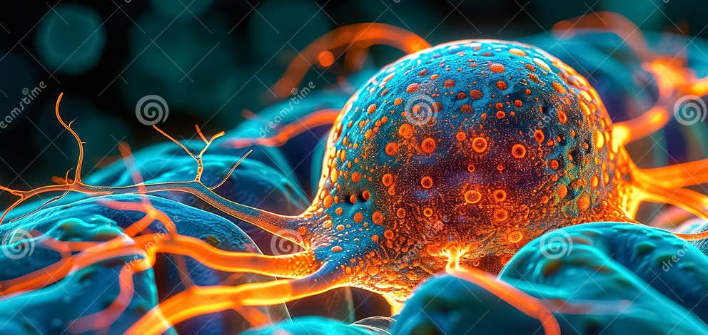 Macro View of Neuron Inside Brain Stock Illustration - Illustration of ...