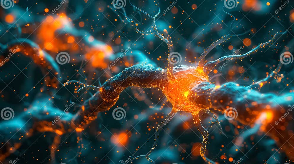 Macro View of Neuron Inside Brain Stock Illustration - Illustration of ...