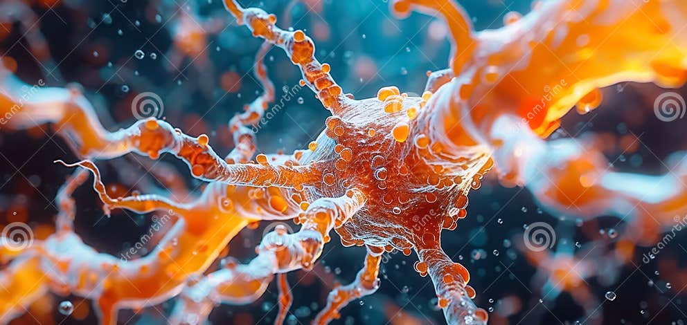 Macro View of Neuron Inside Brain Stock Illustration - Illustration of ...