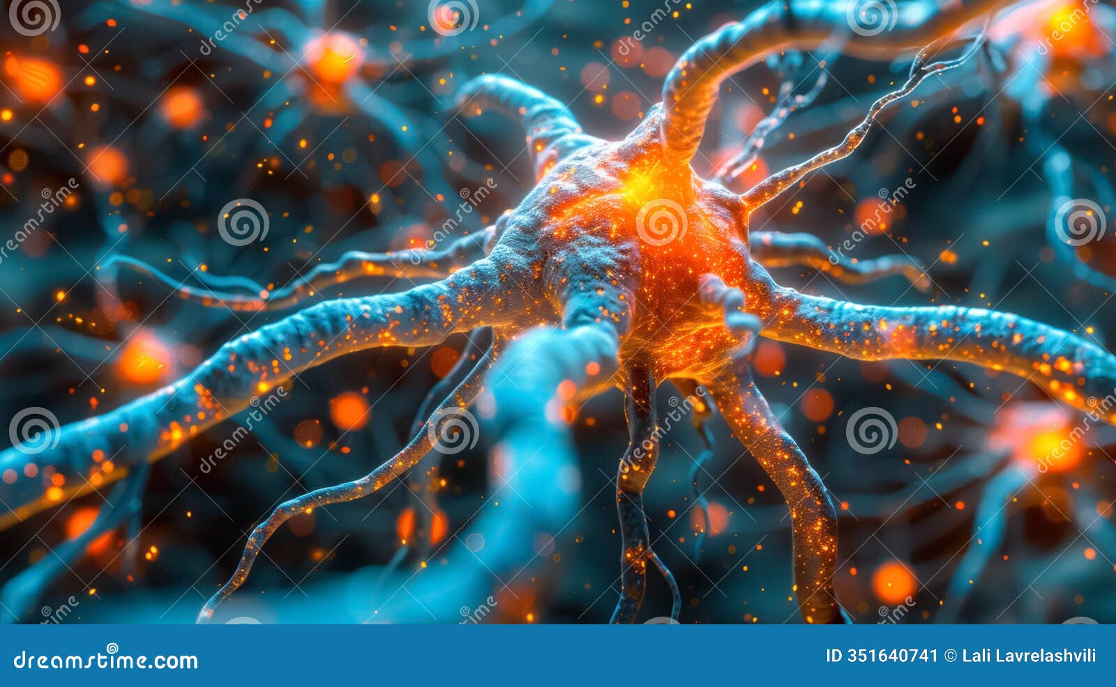 Macro View of Neuron Inside Brain Stock Illustration - Illustration of ...