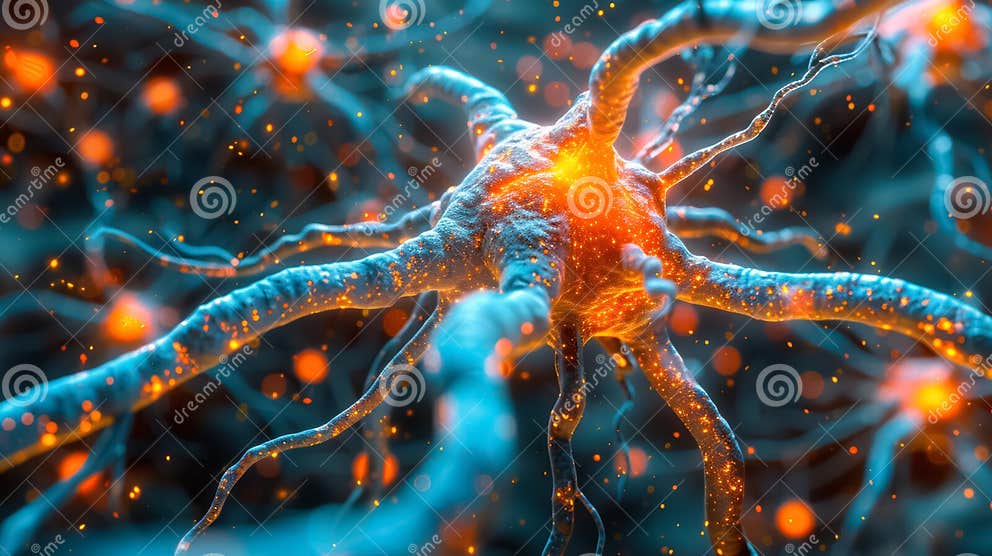 Macro View of Neuron Inside Brain Stock Illustration - Illustration of ...
