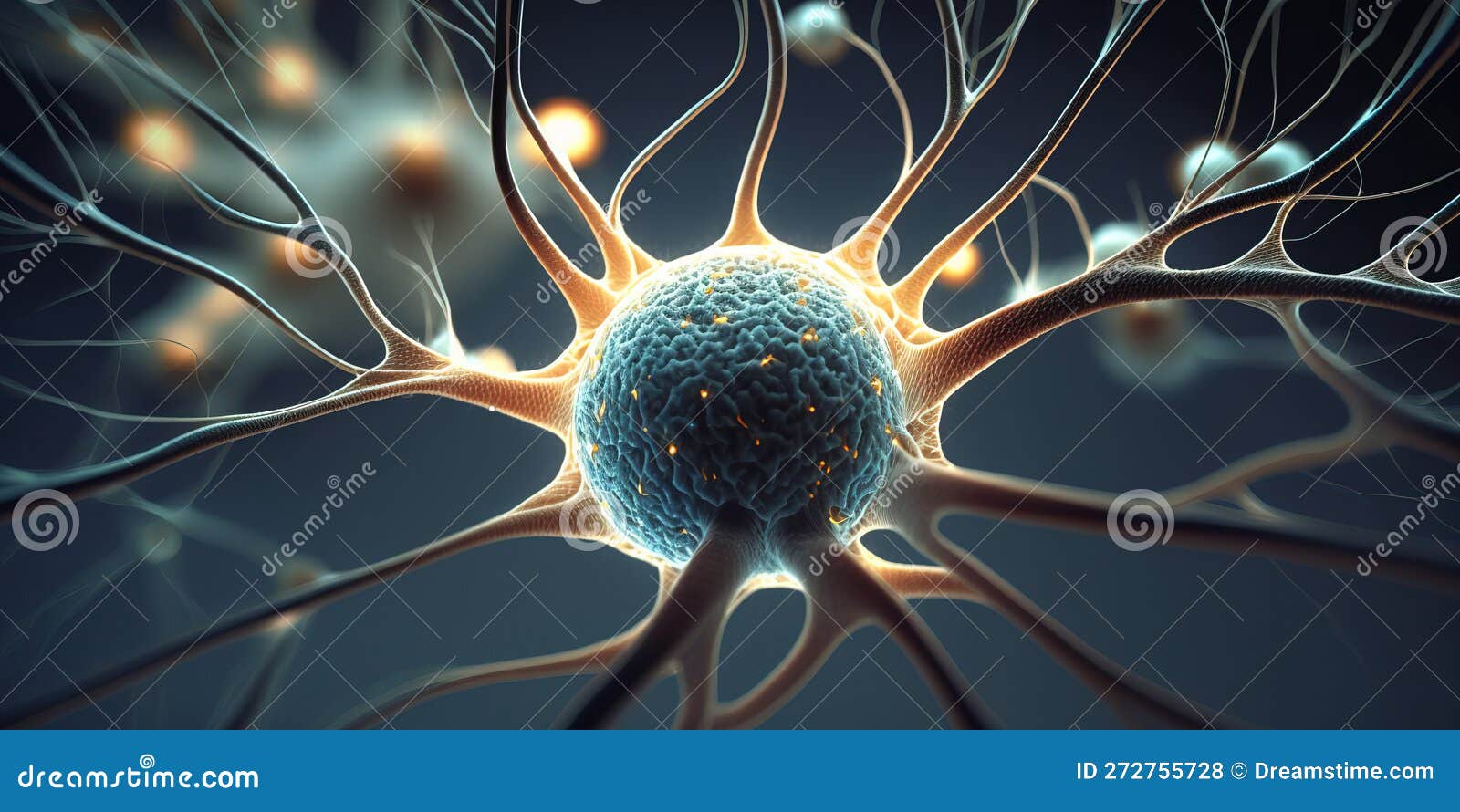 Macro View of Neuron Inside Brain. Generative AI Stock Illustration ...