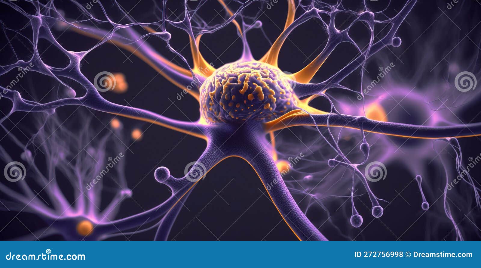 Macro View of Neuron Inside Brain. Generative AI Stock Illustration ...