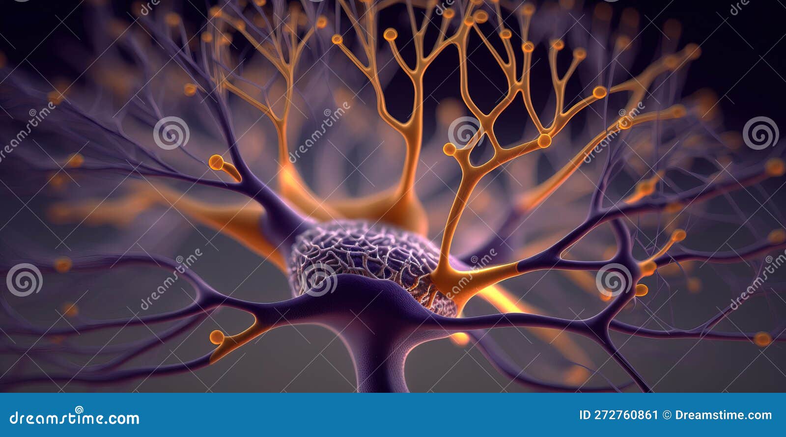 Macro View of Neuron Inside Brain. Generative AI Stock Illustration ...
