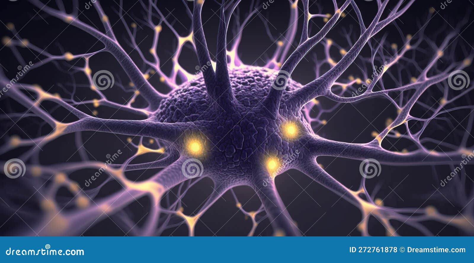 Macro View of Neuron Inside Brain. Generative AI Stock Illustration ...